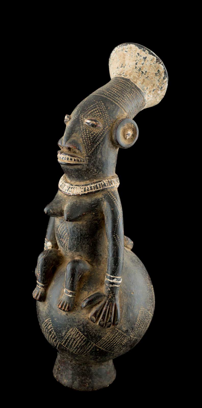 Vase anthropomorphe Mangbetu Gourde 34cm Terre Cuite Rd Congo Art Africain