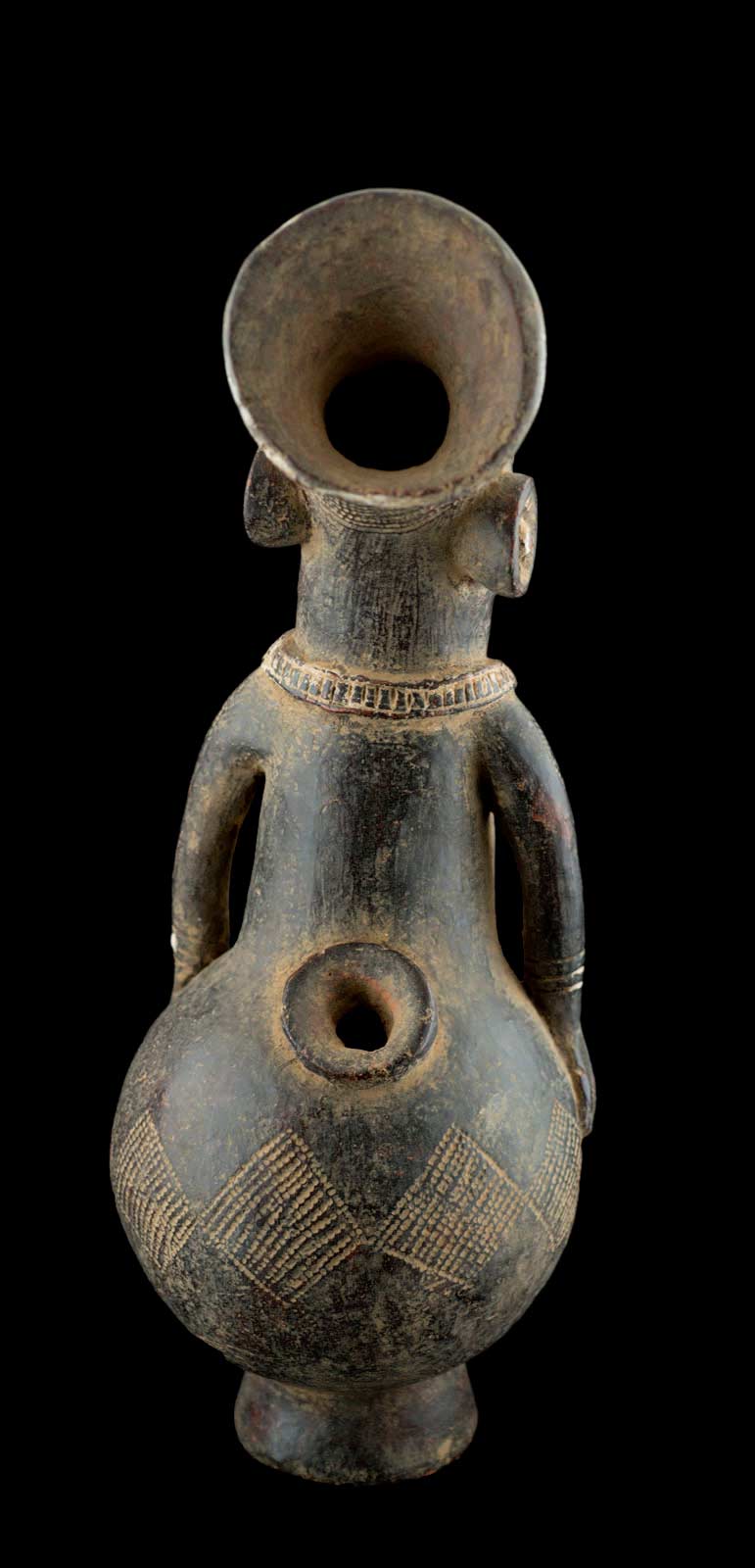 Vase anthropomorphe Mangbetu Gourde 34cm Terre Cuite Rd Congo Art Africain
