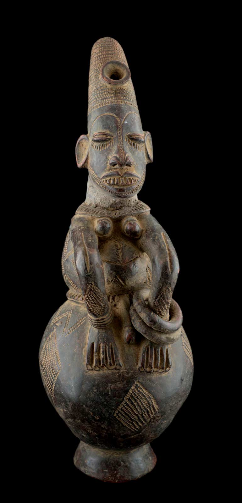 Vase Mangbetu Femme anthropomorphe Jarre 33 cm Poterie RDC Art Africain