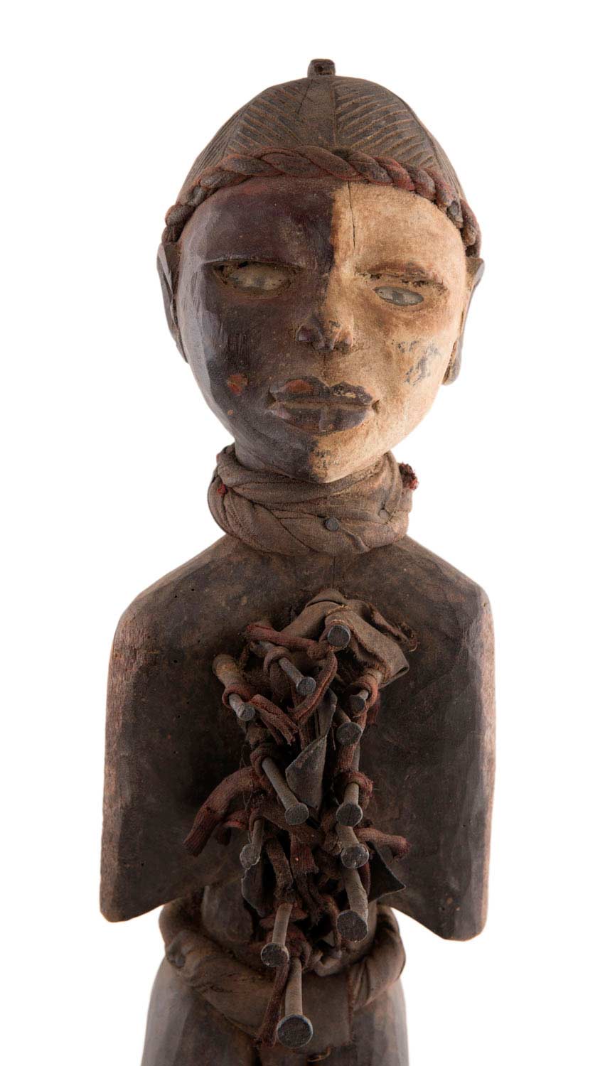 Ancien Fetiche à clous Statue Nkisi africaine Minkisi Minkondi Bakongo ...