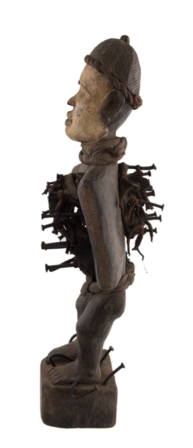 Ancien Fetiche à clous Statue Nkisi africaine Minkisi Minkondi Bakongo ...