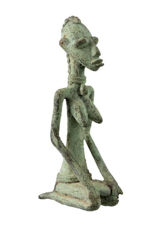 Statue Dogon bronze: Figurine Ancêtre Nommo Mali 12cm