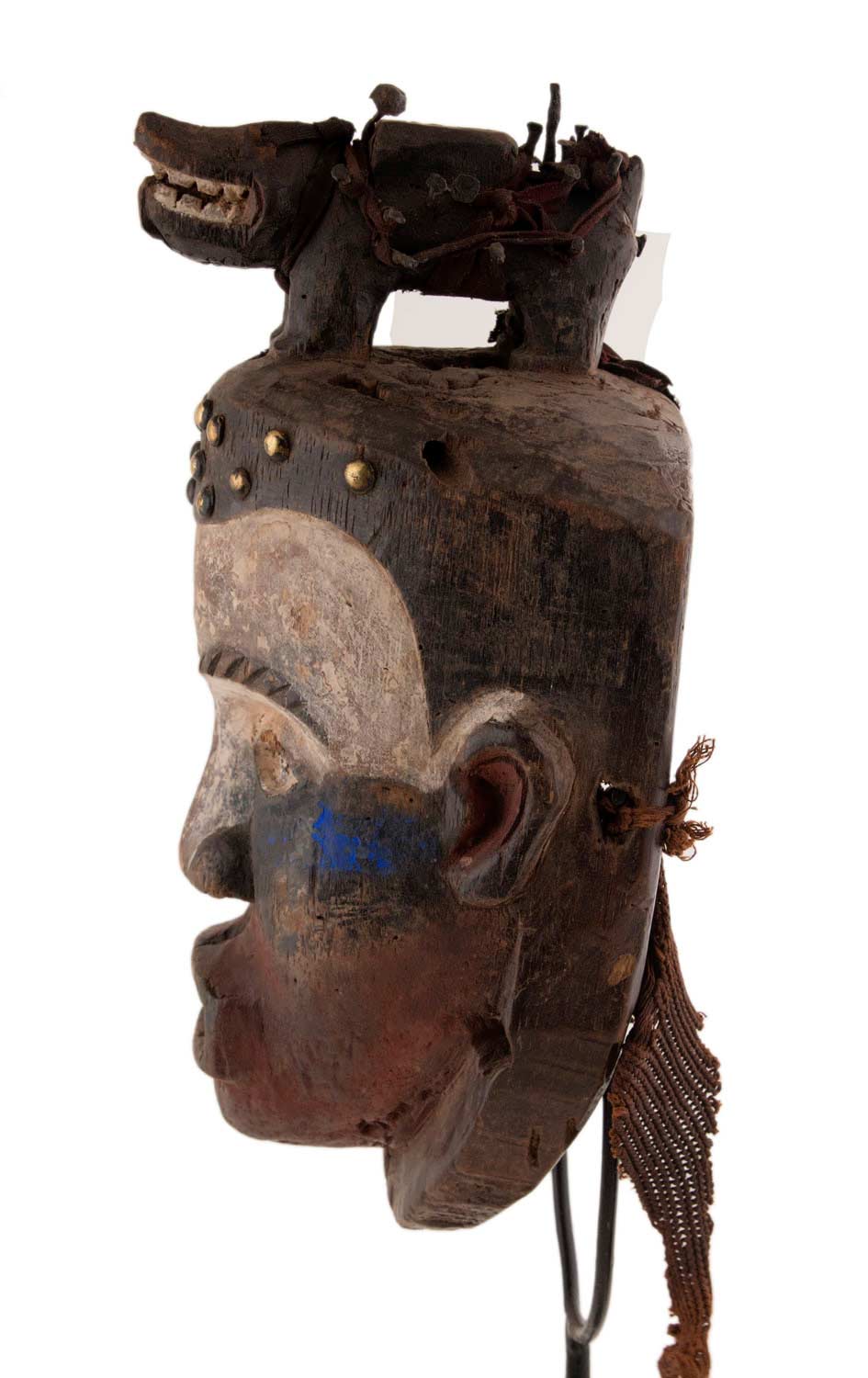 Masque Nkonde kongo Nkisi fetiche à clous Art coutumier africain 17213