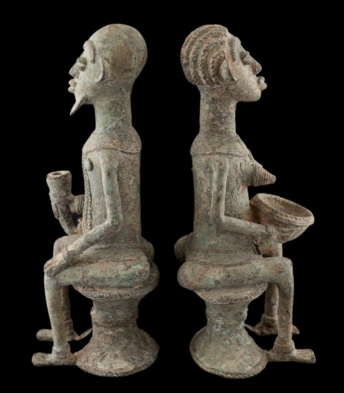 Couple de statues Tikar Pygmée Cameroun 26cm Fertilité Bronze Art ...