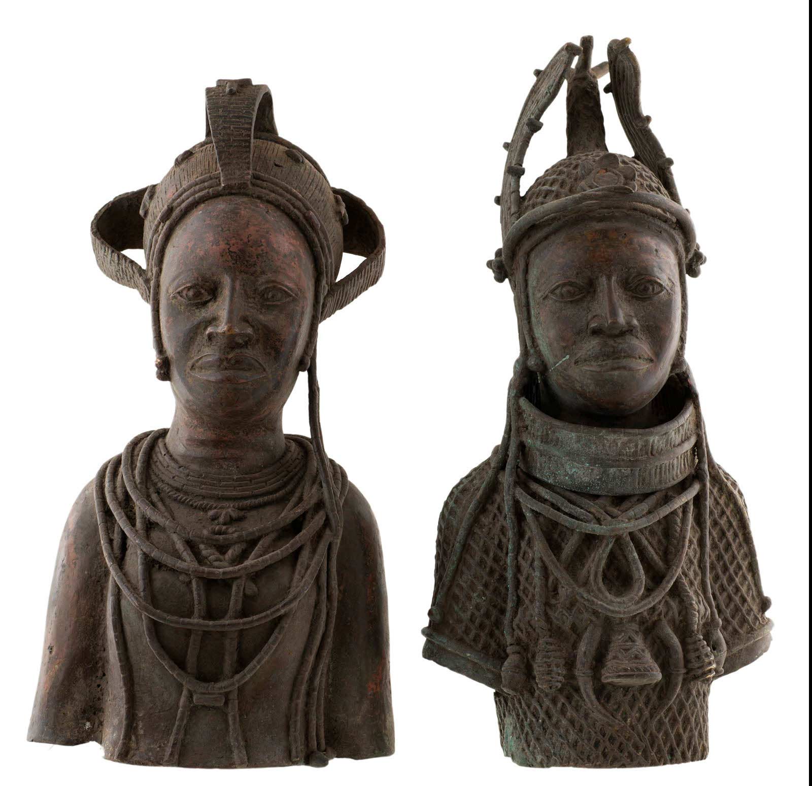 Sculpture Buste Couple Oba royal Bini Edo Nigeria Bronze 44cm Art ...