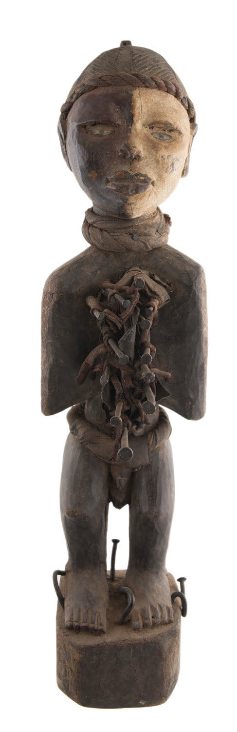 Ancien Fetiche à clous Statue Nkisi africaine Minkisi Minkondi Bakongo ...